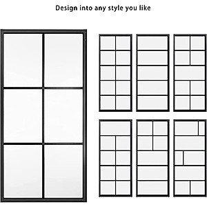 BARNSMITH 42in x 84in Frosted Glass Barn Door with 7FT Top Mounted Hardware kit Soft Close Mechanism DIY 6 Lites Tempered Glass Modern Aluminum Sliding Door Disassembled Easy Installation KDA03