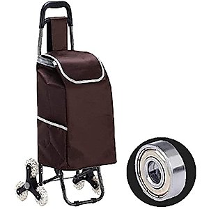 Shopping Trolley on Wheels Portable Convenient Trolleys Lightweight 3 Angle Wheel Climbing Shopping Cart Wheel Rolling Push Trolly Waterproof Bag Coffee Color Lucar
