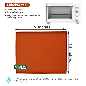 BuRuiJi 4PCS Silicone Dehydrator Trays with Edge (12" x 10"),Silicone Sheets Compatible with Cosori CP267-FD, Nonstick Silicone Dehydrator Mats Reusable for Fruits Meat Vegetables Herbs (Brown)