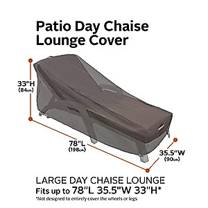 Classic Accessories Ravenna Water-Resistant 78 Inch Patio Day Chaise Lounge Cover, Patio Furniture Covers, Dark Taupe
