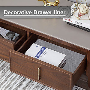 Shelf Liner 13.5 Inch x 20FT, Drawer Liner for Kitchen Cabinets Shelves Tabletops, Non-Adhesive Kitchen Shelf Liner Refrigerator Liners, Silver Grey