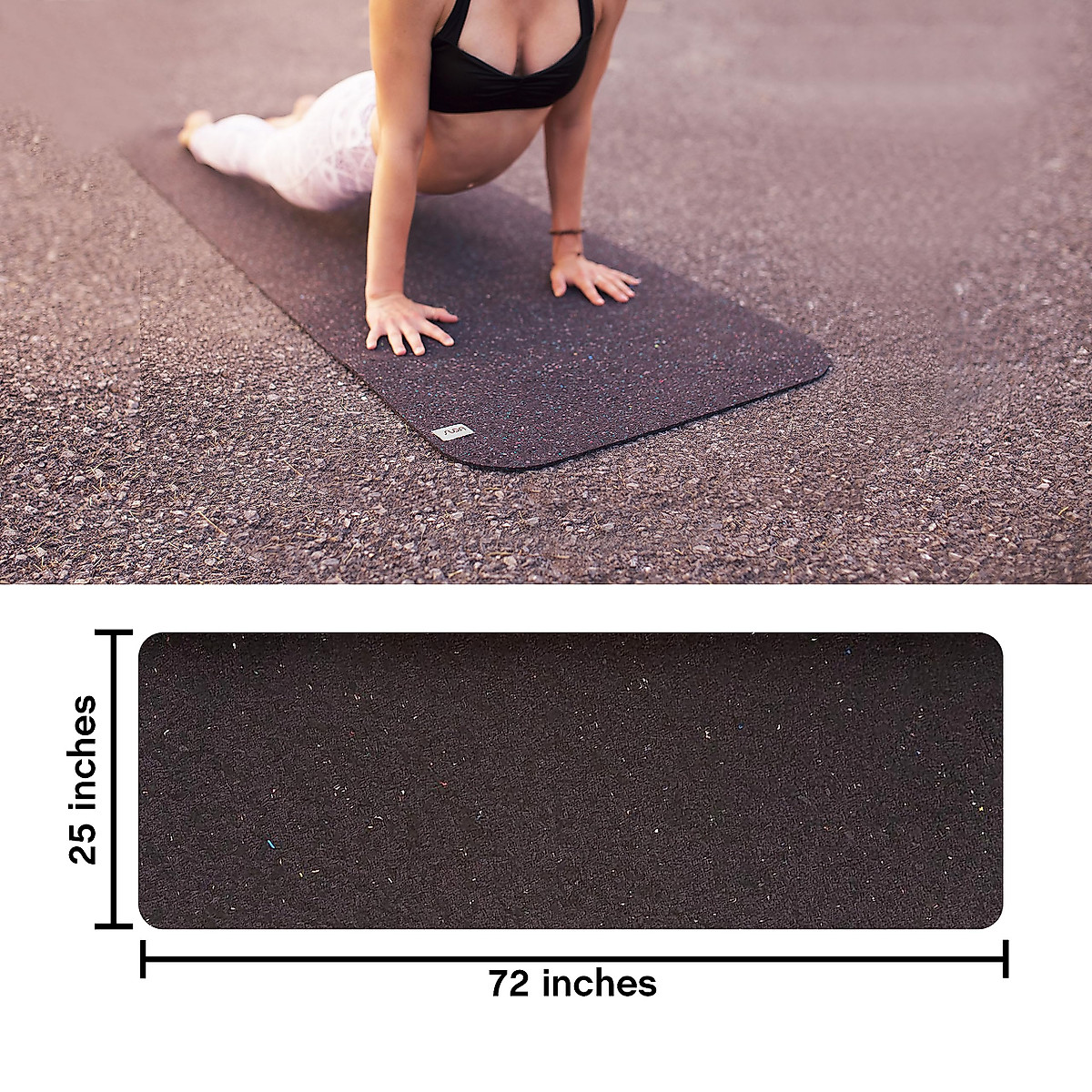 SUGA Premium 100% Recycled Yoga Mat - Textured Non-Slip for Hot Yoga, Eco-Friendly, 5mm Thick, 72” x 25”, Made in USA