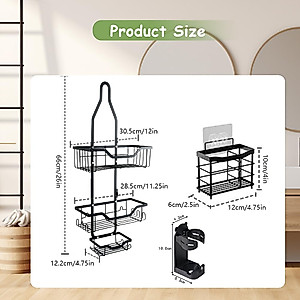 HMIEPRS Hanging Shower Caddy Over Shower Head, Bathroom Shower Organizer Hanging with Soap Holder Hooks, Large Capacity Shower Rack Basket Shelf for Towels, Sponge, Razor, Shampoo