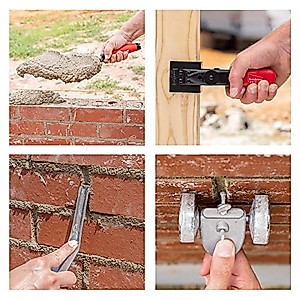 Goldblatt 12PC Masonry Hand Tool Set Organized in Tool Bag - Philadelphia/Pointing/Margin/Tuck Pointing Trowel, Skate Wheel Joint Raker, Convex Brick Jointer, String Line & Jag-clamp, Masonry Brush