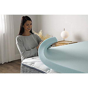 Serta ThermaGel Cooling, Pressure-Relieving Memory Foam Mattress Topper, 3 Inch, Queen,Blue