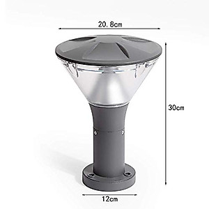 ZZYJYALG LED Anti-Rust European Creative Aluminum PC Post Lights Modern Simple Grey Waterproof Outdoor Column Lights Lawn Garden Home Villa Street Decorative Pillar Lamps E27 Edison