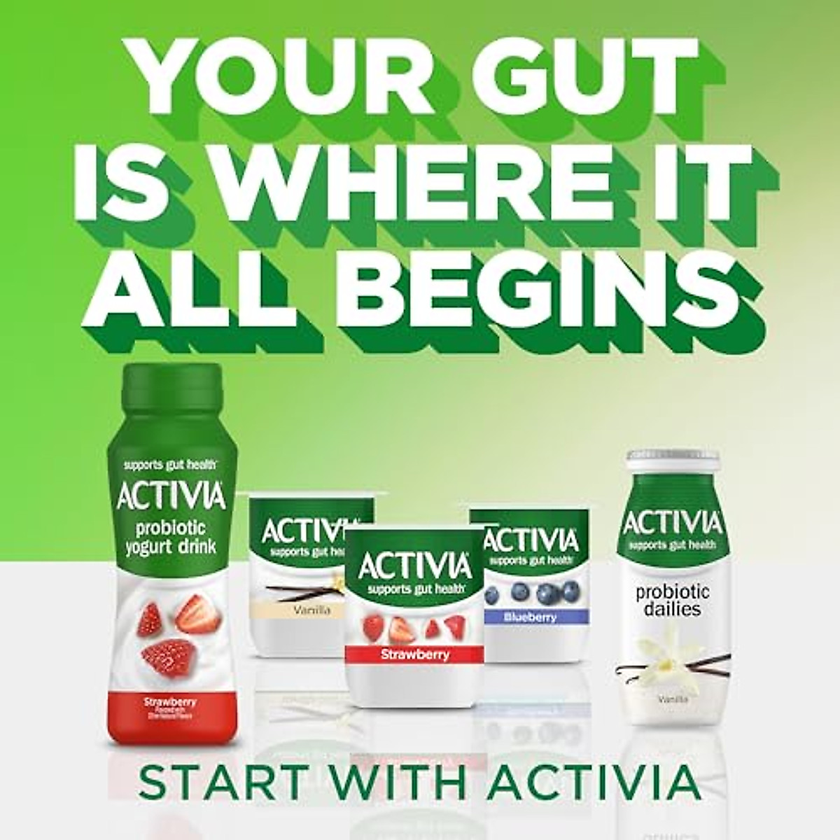 Activia Probiotic Dailies Strawberry and Blueberry Lowfat Yogurt Drinks, Delicious Daily Probiotic Yogurt Drinks to Help Support Gut Health, 8 Ct, 3.1 FL OZ