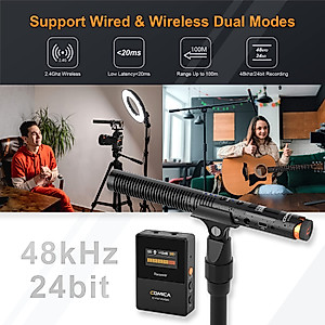 comica VM30 Shotgun Microphone - Professional Wireless Mic for DSLR Camera, Smartphone and PC with 70/150Hz, 328' Range, USB C Digital Output- Perfect for Video Recording, Podcasting and Interview
