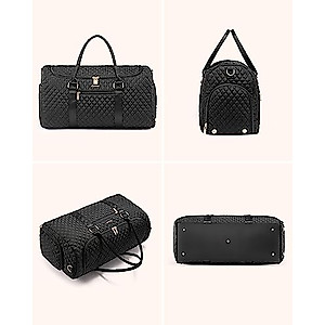 LOVEVOOK Travel Duffle Bag, 50L Weekender Overnight Bag with Toiletry Bag, Quilted Carry On Bag with Shoe Compartment, Gym Duffel Bag with Wet Pocket for Women, Hospital Bags for Labor and Delivery