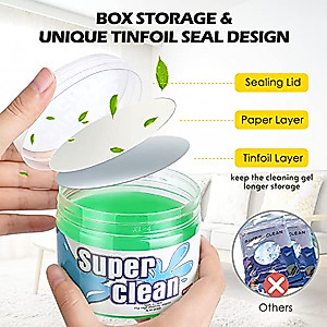 Simpower Car Cleaning Gel Putty: 2022 est Universal Detailing 3 Pack Reusable Keyboard Cleaner Unique Tinfoil Layer Design Putty for Interior Dash Printers Calculators 600G, Blue, Green, Yellow