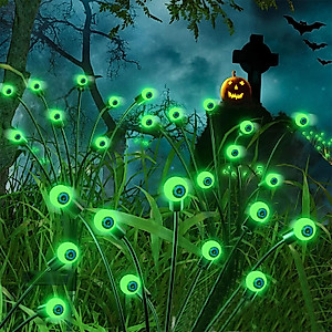 Halloween Decorations Outdoor Solar Eyeball Lights, Scary Pathway Lights 2PACKS 12LED Halloween Solar Lights Outdoor, Haunted Mansion Decor for Yard
