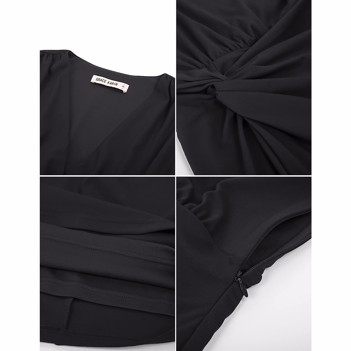 GRACE KARIN Formal Dresses for Women Wedding Guest Summer Sleeveless T Shirt Dress Black L