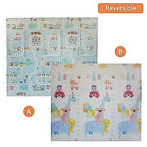 ISFC Waterproof Baby Play Mat - Foldable Non-Toxic Anti-Slip Soft Crawling Mat for Babies, Infants, Kids, Toddlers Outdoor or Indoor Use (Blue, 79X59X0.4 in)