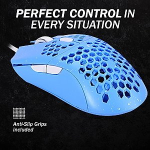 HK Gaming Sirius M Ultra Lightweight Honeycomb Shell Gaming Mouse | 54 Grams | 16000 cpi | USB Wired | 6 programmable Buttons | On-Board Memory | Anti Slip Grips | Sirius-M 16000cpi Horizon