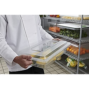Rubbermaid Commercial Products Large Shallow Food Storage Container for Kitchen Restaurant Use, 5 Gallon Clear, 26 x 18 x 3.5 inches