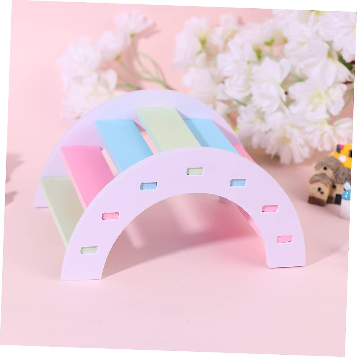 Ipetboom Chinchilla Toys Hamster Wooden Ladder Bridge Rat Chew Toy Guinea Pigs Climbing Toy Small Animals Cage Accessories for Chinchillas Gerbil Mice Ferret Rainbow Color Hamster Toys