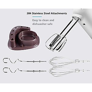 DmofwHi Hand Mixer Electric,5-Speed Mixer Electric Handheld with 6 Stainless Steel Accessories and Storage Case, Electric Mixer for Cake, Cream, Brownies(White)