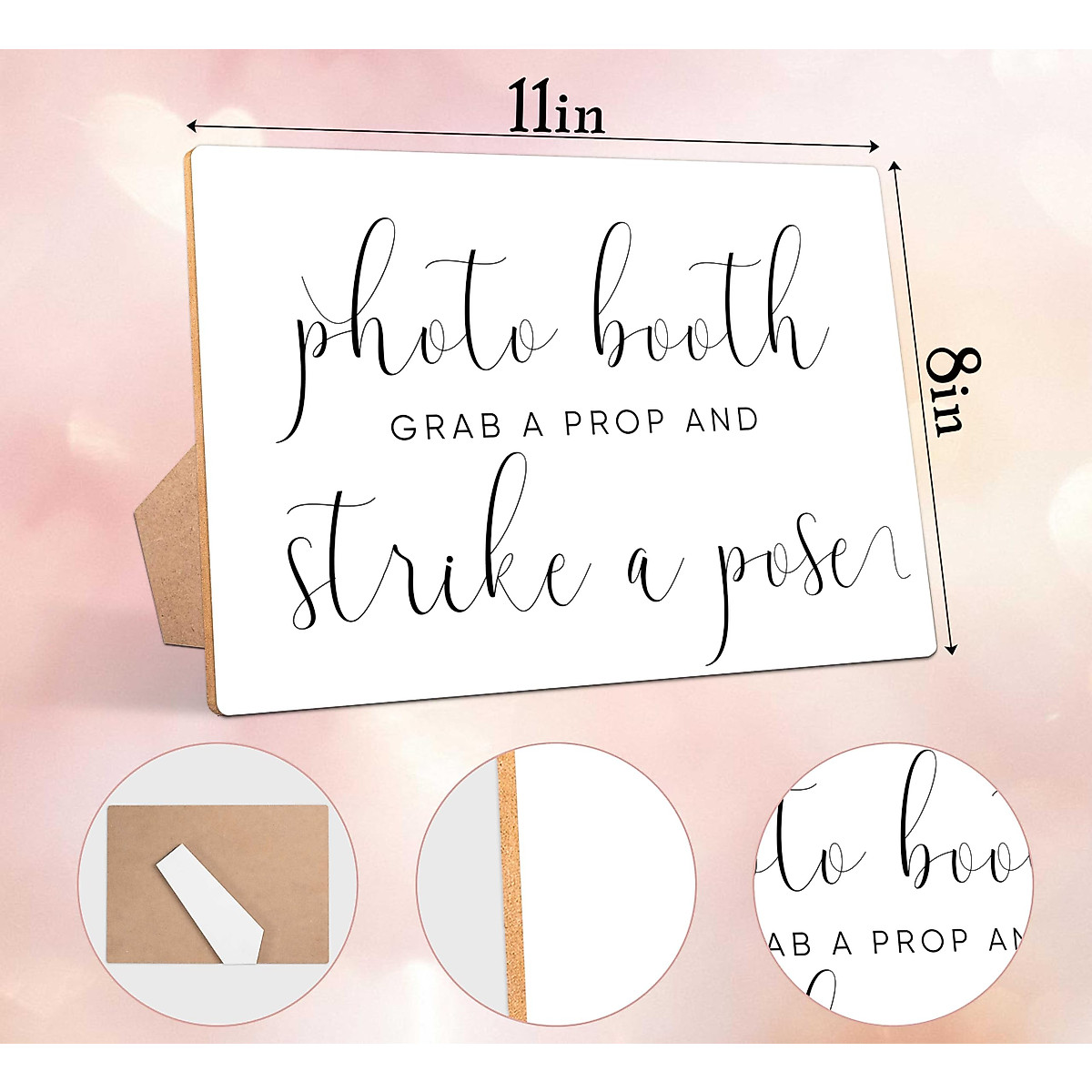 NODROY Wedding Table Sign, Photo Booth, 8×11 Wooden Sign With Stand, Minimalist Wedding Favor, Bridal Shower, Wedding Reception, Event Party Favor Supplies