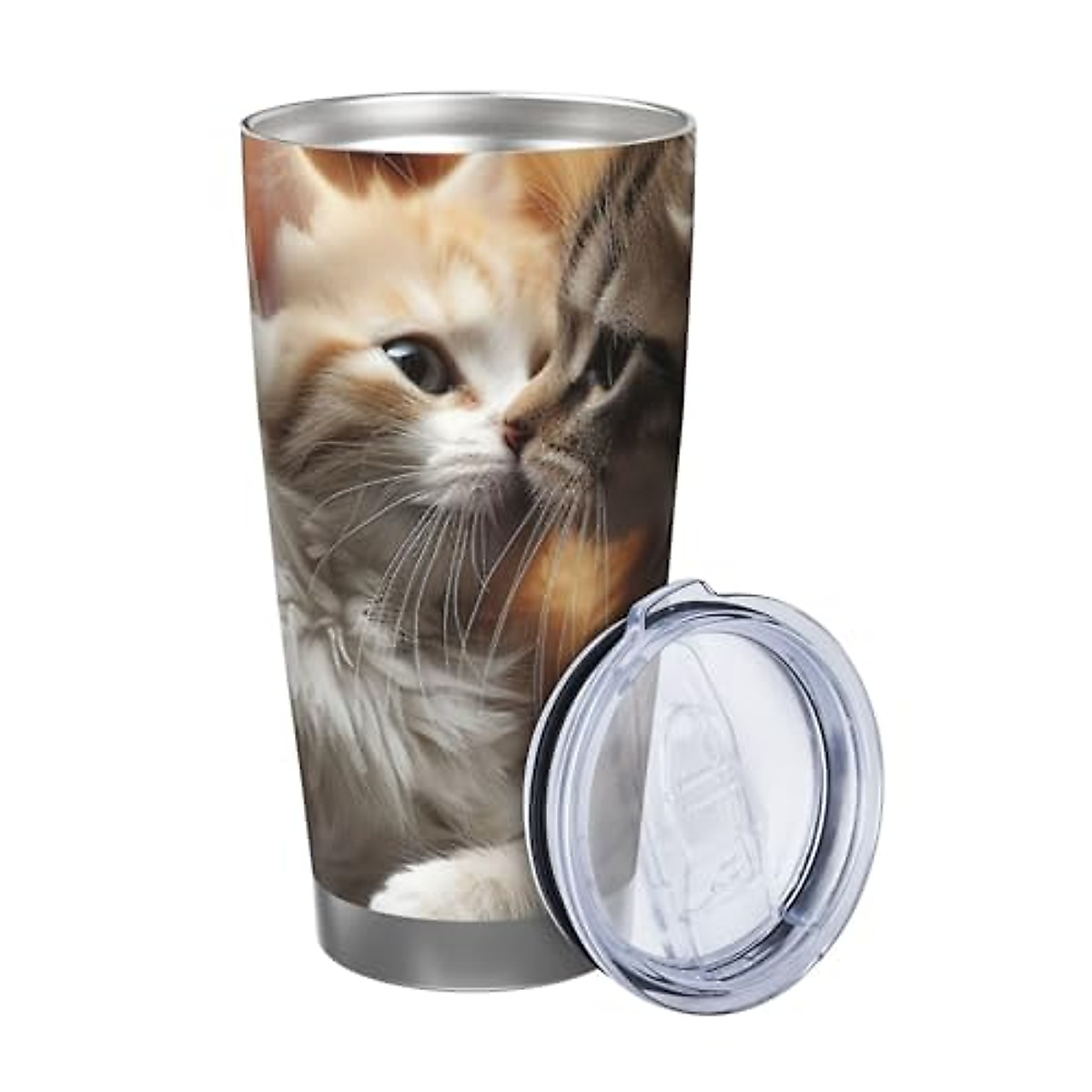 GDSHJKLW Cat Kiss Tumbler With Lid And Straw 20oz Stainless Steel Leakproof Travel Coffee Mug Double Wall Insulated Cup Gifts For Women Home Office