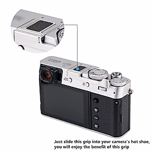 JJC Deluxe Metal Thumb Up Grip for Fujifilm X100VI Fuji X-E4 XE4 X-E3 XE3 X100V X100F X100T Thumb Rest Support Silver, Not Affected The Use of Thumb Wheel