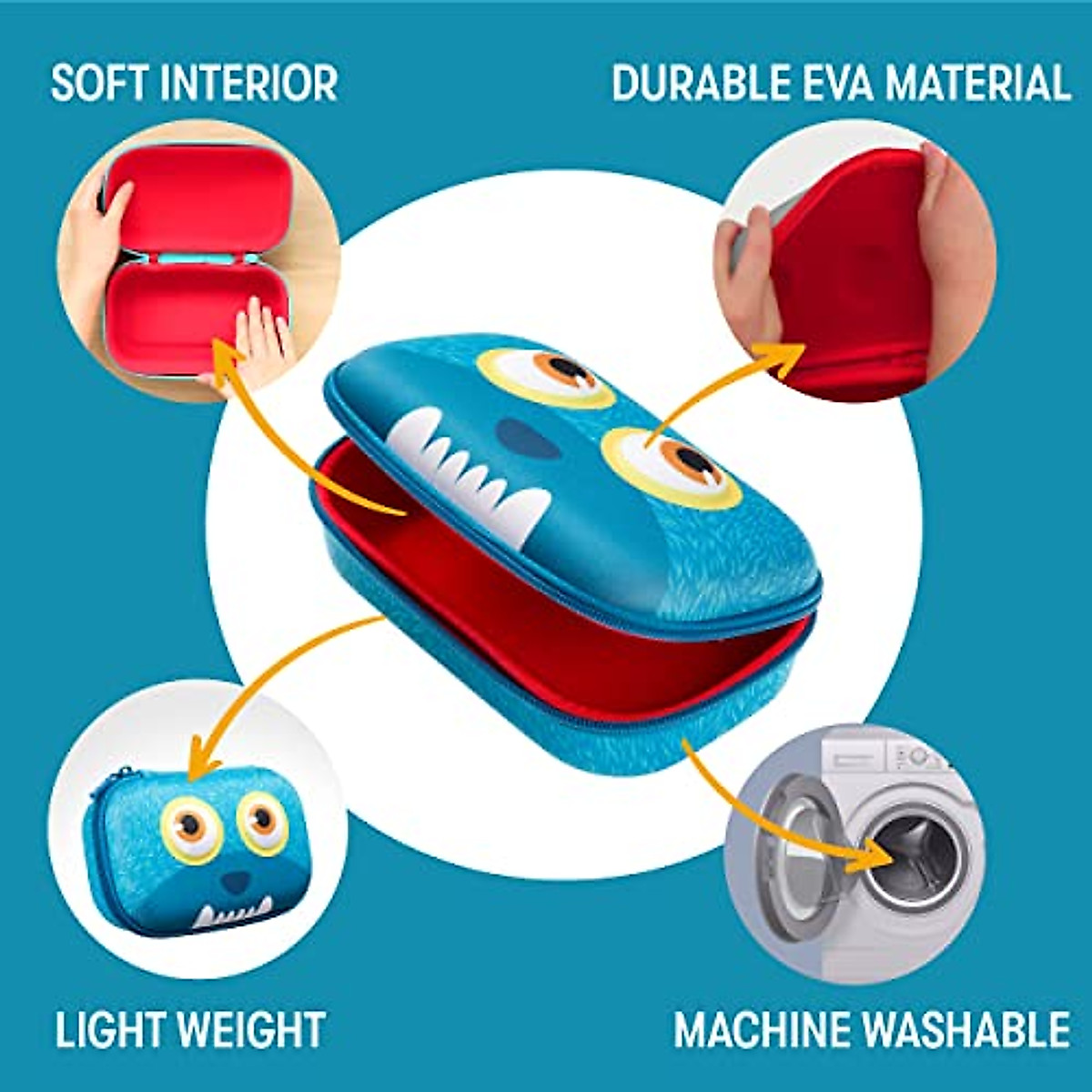 ZIPIT Wildlings Pencil Box for Kids | Pencil Case for School | Organizer Pencil Bag | Large Capacity Pencil Pouch (Blue)