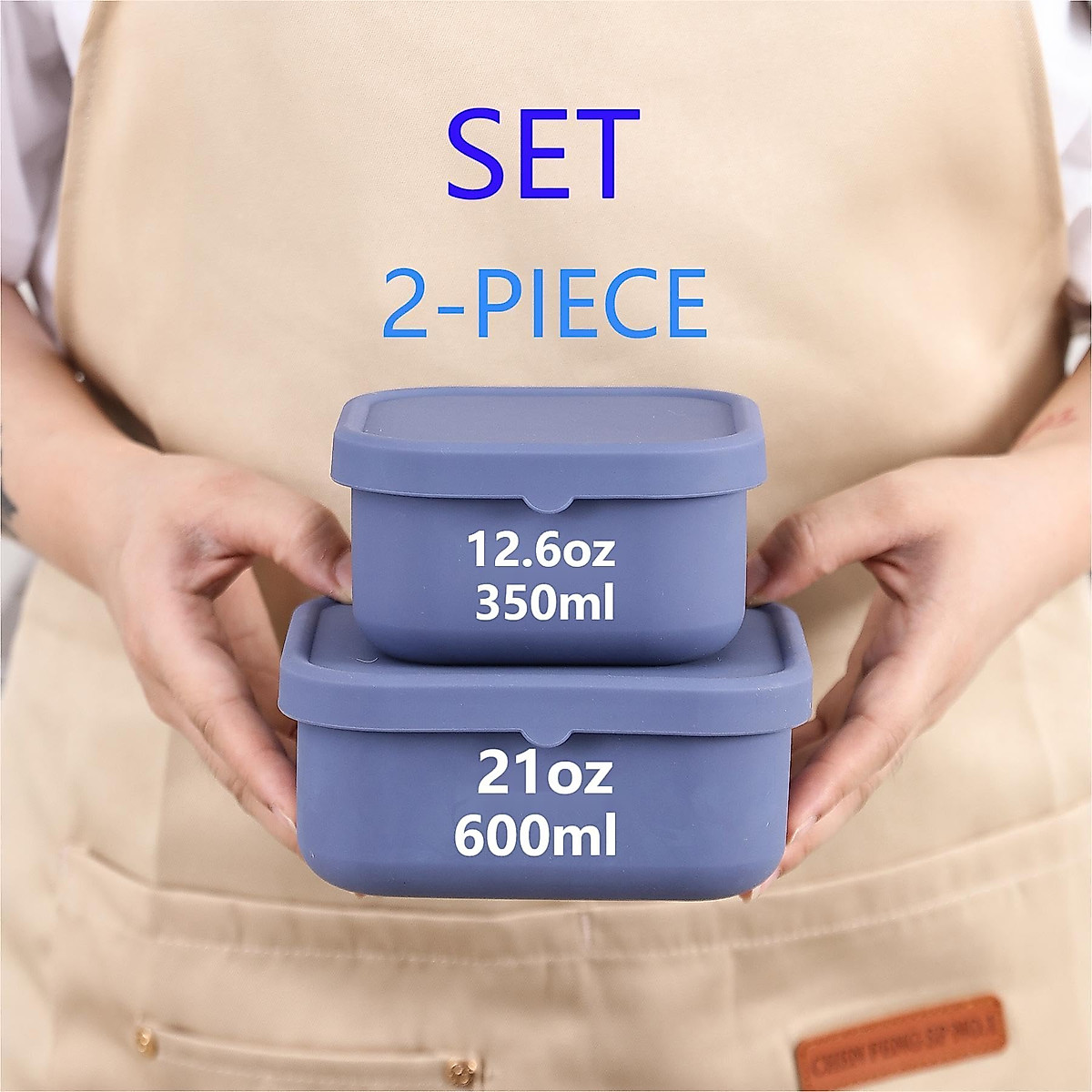 Bai shunda Silicone Food Container Set With Lid Food Bento Box Dishwasher Microwave Oven and Freezer Safe For Salads Snacks Meal Prep StorageTo-Go Sealed bowl (12.6oz + 21oz)（Purple）