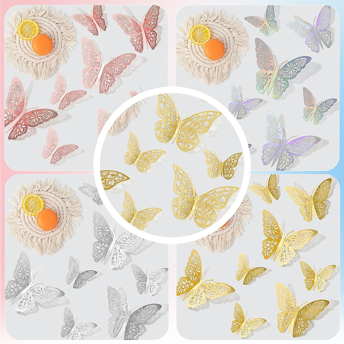 528Pcs Flower Wrapping Paper Kit 200 Sheets Waterproof Floral Wrapping Paper with 3D Butterfly Decor Crowns Bouquet Pins Ribbons, DIY Crafts for Mother's Day Valentines Graduation Birthday Gift