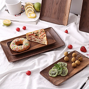 MSMMZ Serving Trays Walnut Wood Serving Tray Square Rectangle Tea Coffee Snacks Tray Breakfast Sushi Dessert Cake Plate Hotel (Color : Plus 15x40)