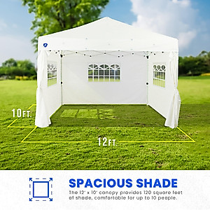 Z Shade Venture 12 x 10 Foot Lawn Garden Event Outdoor Pop Up Canopy Gazebo Portable Shelter Tent with Walls and Windows, White