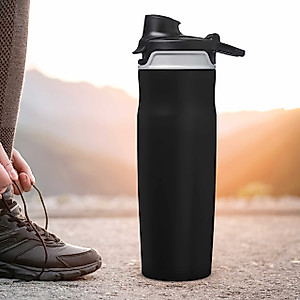 DISCOUNT PROMOS Juno Water Bottles with Flip Lid 20 oz. Set of 6, Bulk Pack - Reusable, Great for Gym, Hiking, Cycling and for School - Black