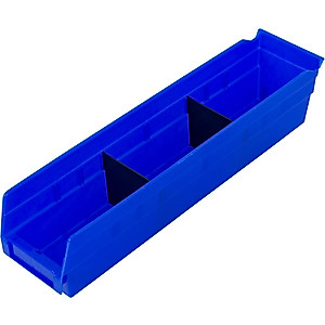 Akro-Mils 30128 Plastic Nesting Shelf Bin Box, (18-Inch x 4-Inch x 4-Inch), Blue, (12-Pack)