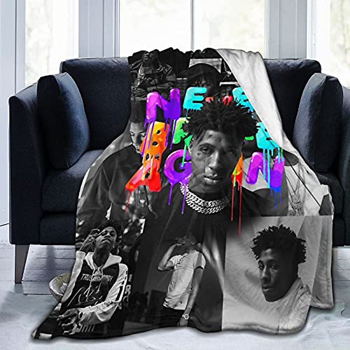 Custom Fleece Bed Blankets, Band Rapper Young Singer Wedding Throw Blankets, Lightweight Super Soft 80s 90s Blanket for Adult Farmhouse Kindergarten 60x50 Inch