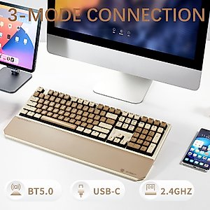 Hexgears X5pro Wireless Mechanical Keyboard, Triple Mode BT5.0/2.4G/USB-C Mechanical Keyboard with Kailh Box Red Switch, Hot Swappable 108 Keys Full Size Keyboard for Windows All Laptop Mac