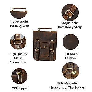 URBAN DEZIRE Men's Genuine Leather Small Messenger Satchel iPad Tablet Bag 11 inch compatible with Apple product