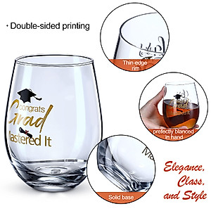 Blulu 2024 Graduation Wine Glass Goblet Funny College Graduation Glass Congrats Grad Mastered It Congrats Cups for Graduation Party Supplies, 17 oz Stemless Engraved Glass