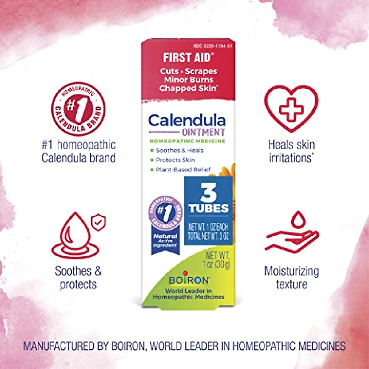 Boiron Calendula Ointment for Relief from Minor Burns, Cuts, Scrapes, and Insect Bites - 3 oz (3 Pack of 1 oz)