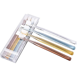 Artibetter Toothbrush Soft Bristle Clear Plastic Crystal Handle Small Head Toothbrush Travel Portable, 8pcs