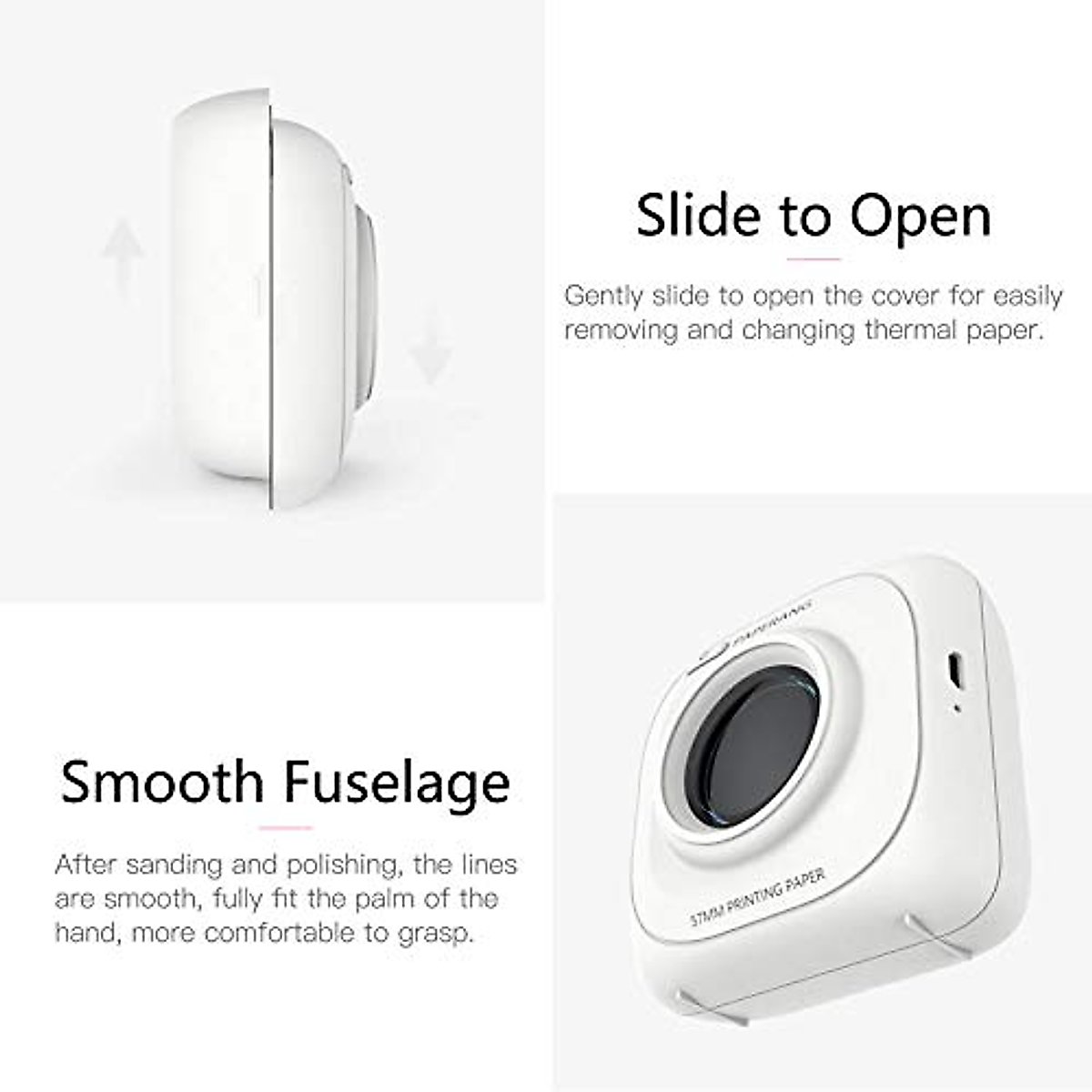 BISOFICE PAPERANG Pocket Printer BT Wireless Thermal Printer Portable Mobile Printer 200dpi for Photo Picture Receipt Memo Note Label Sticker Compatible with Android iOS Windows Mac