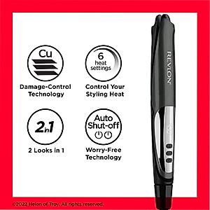 REVLON Straight or Curl Curved Hair Styler | Two Looks, One Tool (1”)