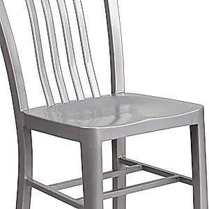 EMMA + OLIVER Commercial Grade Silver Metal Indoor-Outdoor Chair