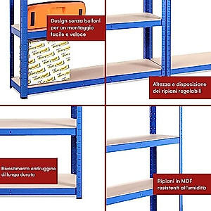 G-Rack Garage Shelving Units - 5 Tier Storage Rack Shelves Shelf Unit - 180 x 90 x 30-1 Bay 150kg Per Shelf - Heavy Duty Racking Metal Industrial Shelves Storage Rack Shed Solutions - Blue