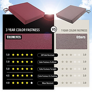 Tromlycs Outdoor Cushions for Patio Furniture Chair Cushions Set of 2 Seat 19x19 Inch Waterproof Outside Red