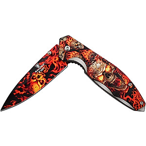 Snake Eye Tactical Triple Set Fixed Blade Mini Huntsman Folding Knife Outdoors Hunting Camping Fishing Self Defense (Red-Demon)