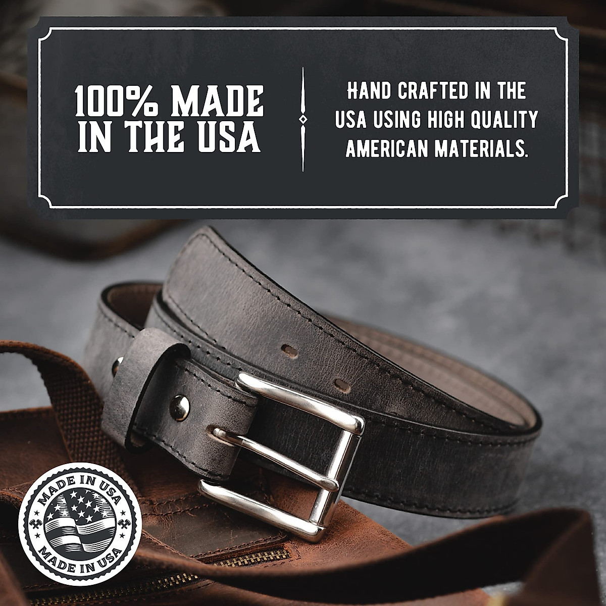 The Baron Leather Belt for Men | Made In USA | Men's Full Grain Leather Belt
