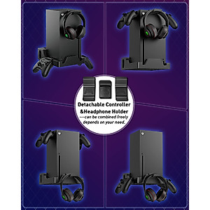 Wall Mount with RGB Cooling Fan for Xbox Series X - includes 4 Controller Holders and 2 Headphone Stands