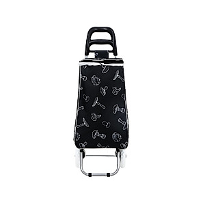 Shopping Truck Folding Grocery Wheels Cart Foldable Shopping Bag Hand Truck 37 inch Handle Height Storage 13.77'’x11''x37'' (05BY)