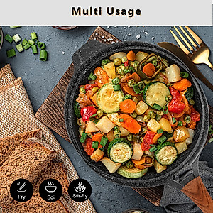 ESLITE LIFE Nonstick Woks & Stir-fry Pans with Steamer, Deep Frying Pan with Lid Induction Compatible (6.5 Quart // 12.5 Inch & Steamer)