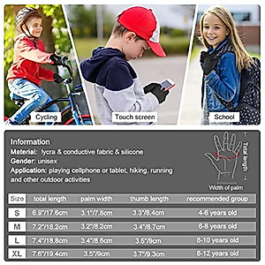OOPOR Winter Warm Kids Cycling Gloves - Cold Weather Outdoor Bike Running Ski Sports Mittens Aged 4-12 Boys Girls S
