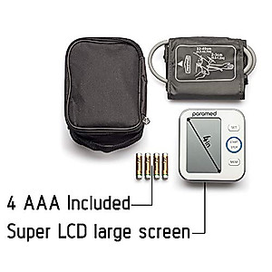 Paramed Blood Pressure Monitor - Bp Machine - Automatic Upper Arm Blood Pressure Cuff 8.7-15.7 inches - Large LCD Display 120 Sets Memory - Device Bag & Batteries Included