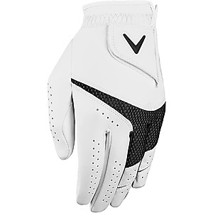 Callaway Golf Women's Weather Spann Premium Synthetic Golf Glove (White, 2-Pack, Large, New Model , Standard, Worn on Left Hand)